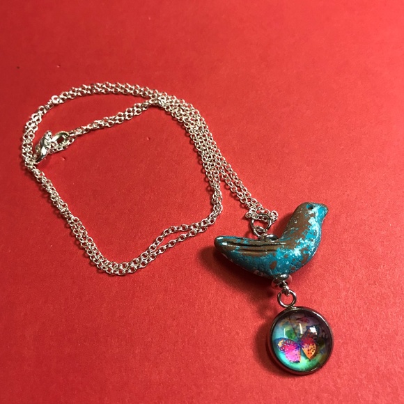 Handmade | Jewelry | Sterling Silver Bluebird And Butterfly Necklace ...